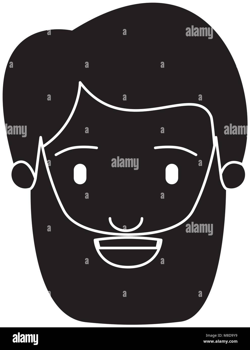 silhouette black front view face man with beard and moustache Stock ...