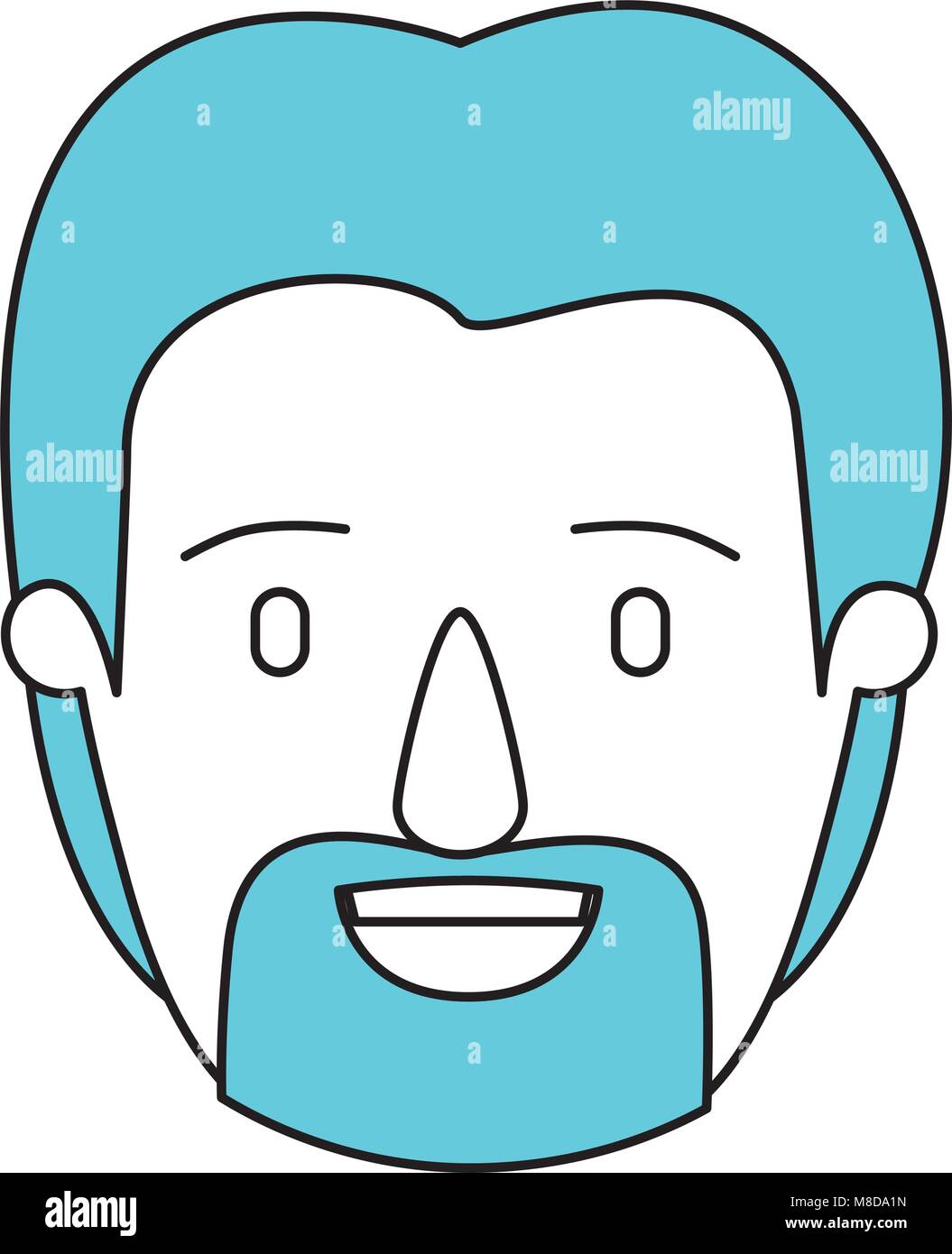 silhouette cartoon front view face man with beard and blue hair Stock ...