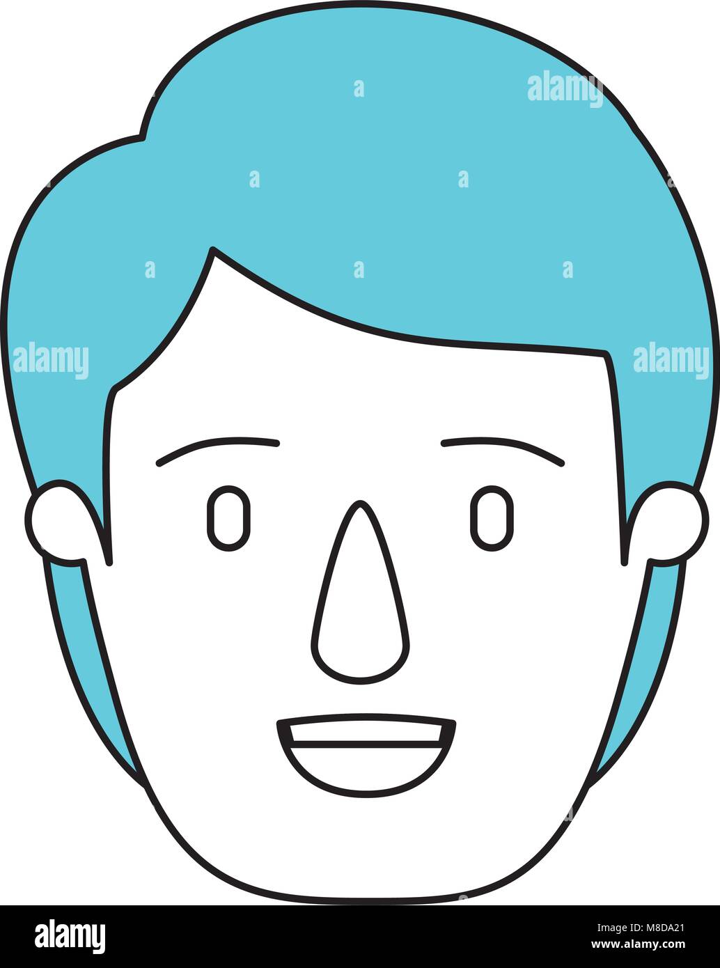 silhouette cartoon front view face man with blue hairstyle Stock Vector ...
