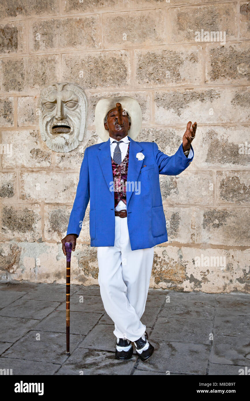 Havana, Cuba - December 12, 2016: Traditional Cuban man with walking ...