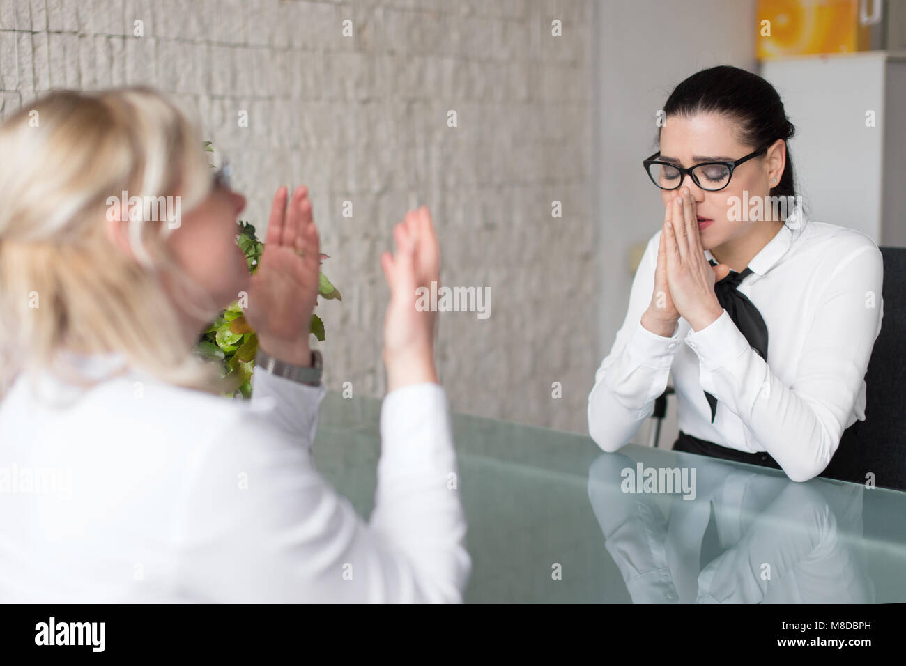 Job applicant failure in office, terrible moments Stock Photo - Alamy