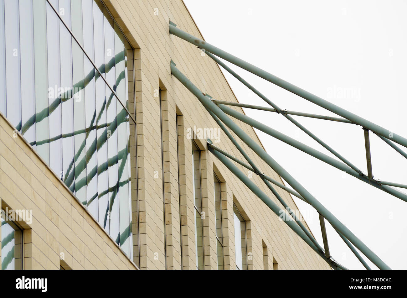 Wall of a modern building.With large glass Windows Stock Photo - Alamy