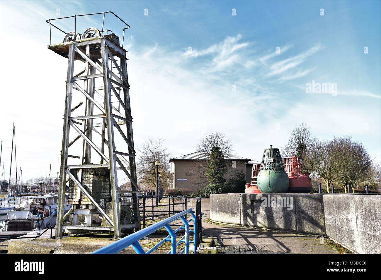 Preston Docks, Lancashire, UK. 9th March 2018. View of the old dockyard ...