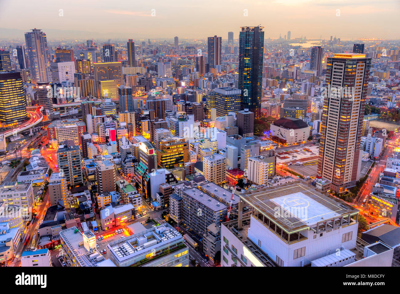 Aerial view of Osaka from Osaka Castle, Japan Stock Photo - Alamy
