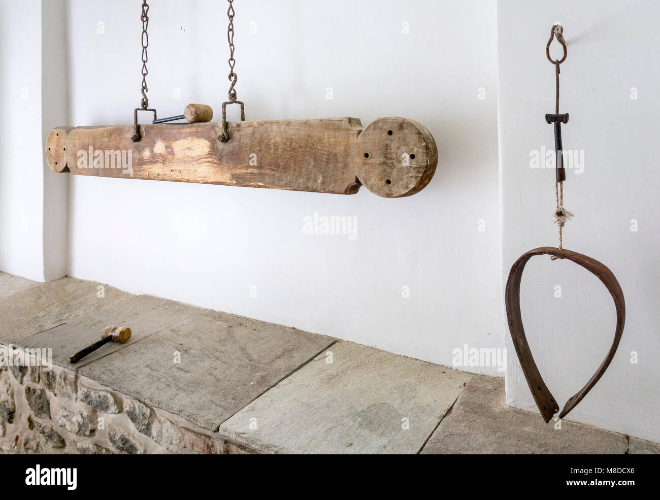 A wooden and an iron semantron to call the monks to prayer at the ...