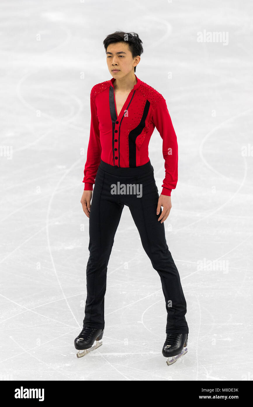 Vincent Zhou (USA) competing in the Figure Skating Men,s Singles Free competition at the Olympic ...
