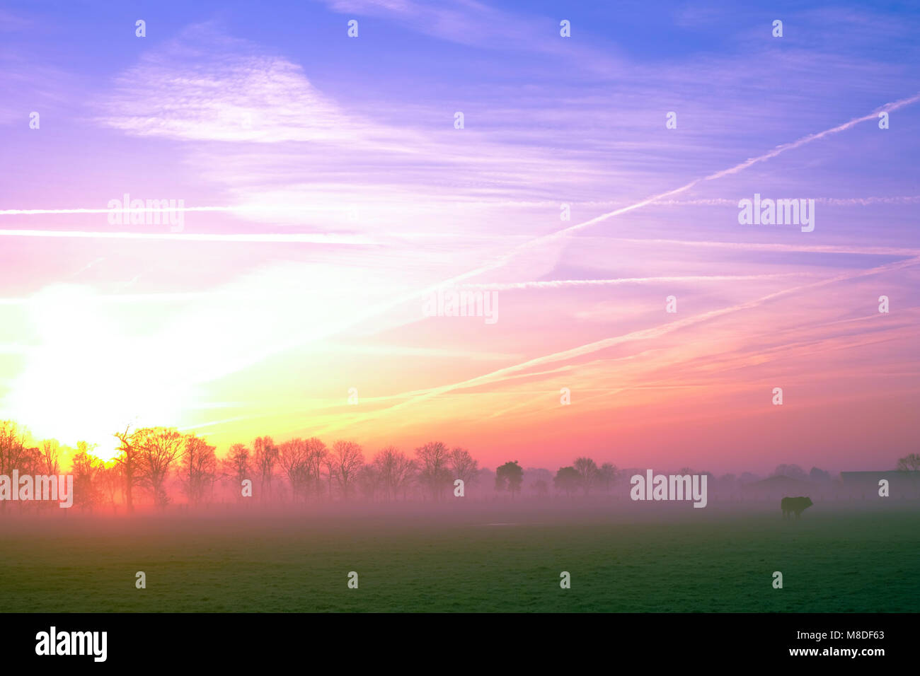 Natural dramatic sunrise sky over the countryside Stock Photo - Alamy