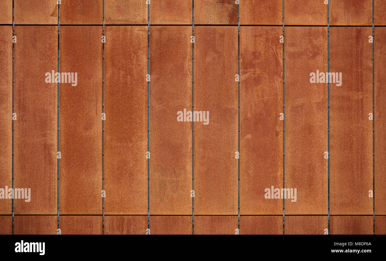 Rusty steel panels on a modern building Stock Photo - Alamy