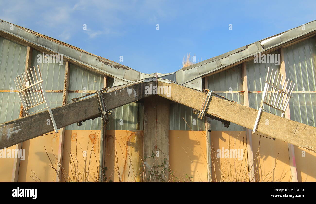 Architectural detail of modern yet ruined roof Stock Photo - Alamy