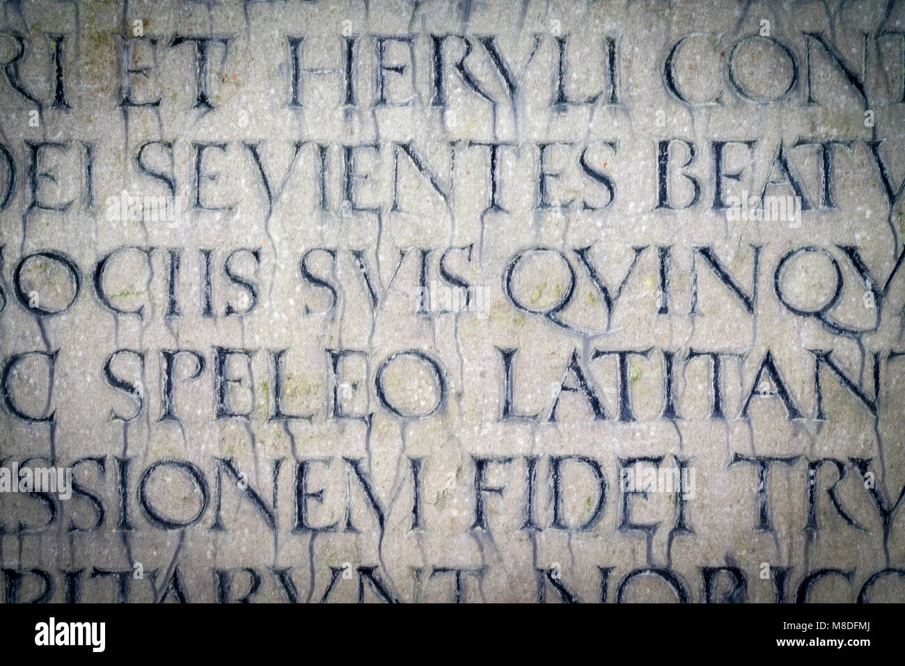 Roman text lettering engraged in stone close-up for backgrounds Stock ...