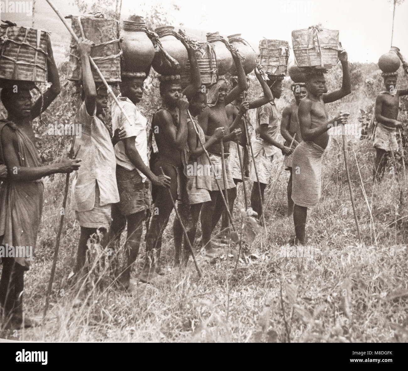 1940s East Africa - Uganda - water carriers Ankole Stock Photo - Alamy