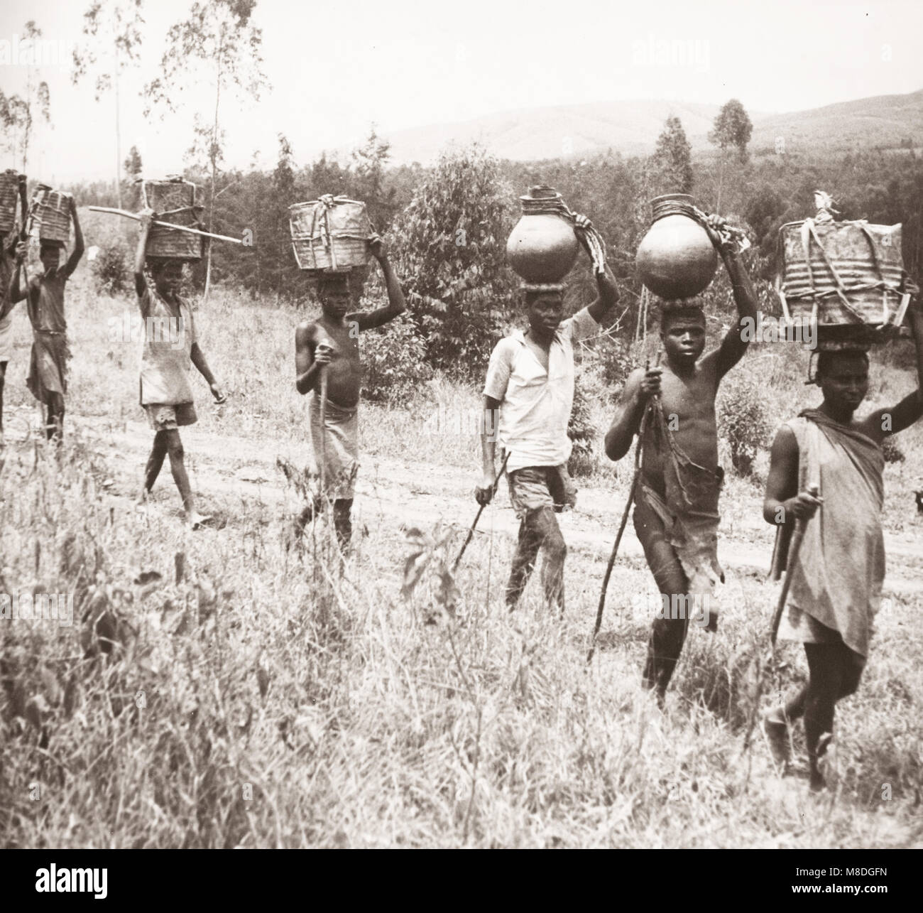 1940s East Africa - Uganda - water carriers Ankole Stock Photo - Alamy