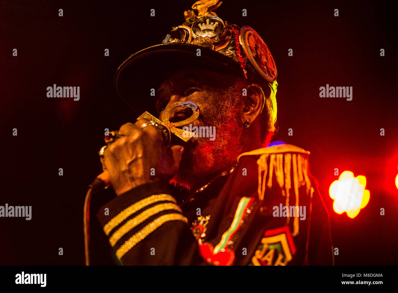 Reggae artist Lee Scratch Perry performing live at Concorde2 in ...