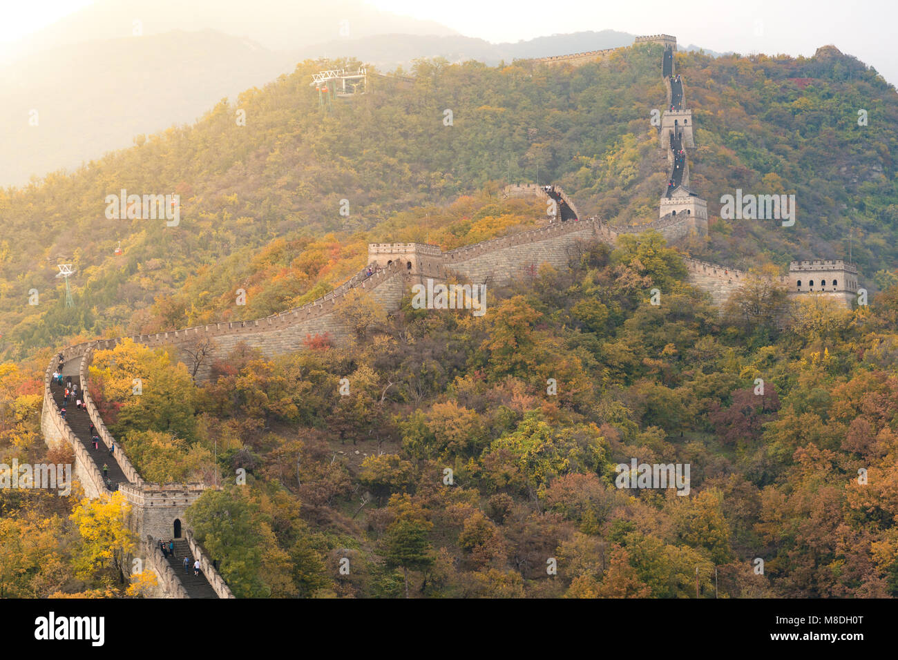 China The great wall distant view compressed towers and wall segments ...