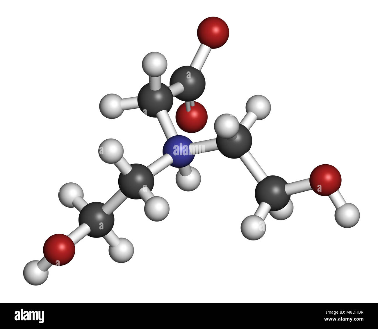 Bicine buffering agent molecule. 3D rendering. Atoms are represented as ...