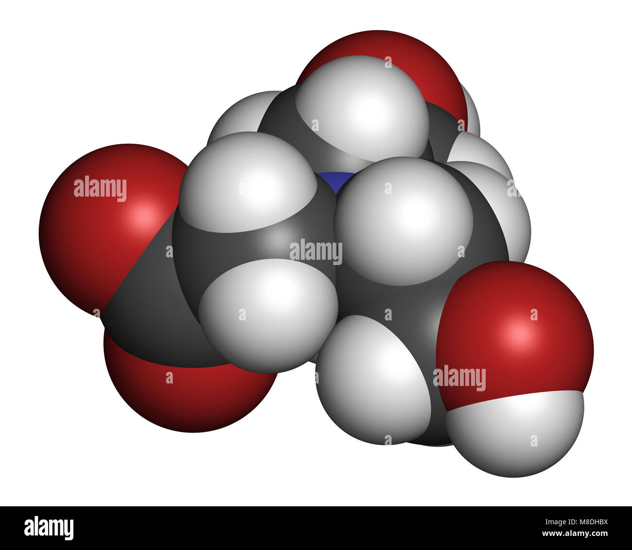 Bicine buffering agent molecule. 3D rendering. Atoms are represented as ...