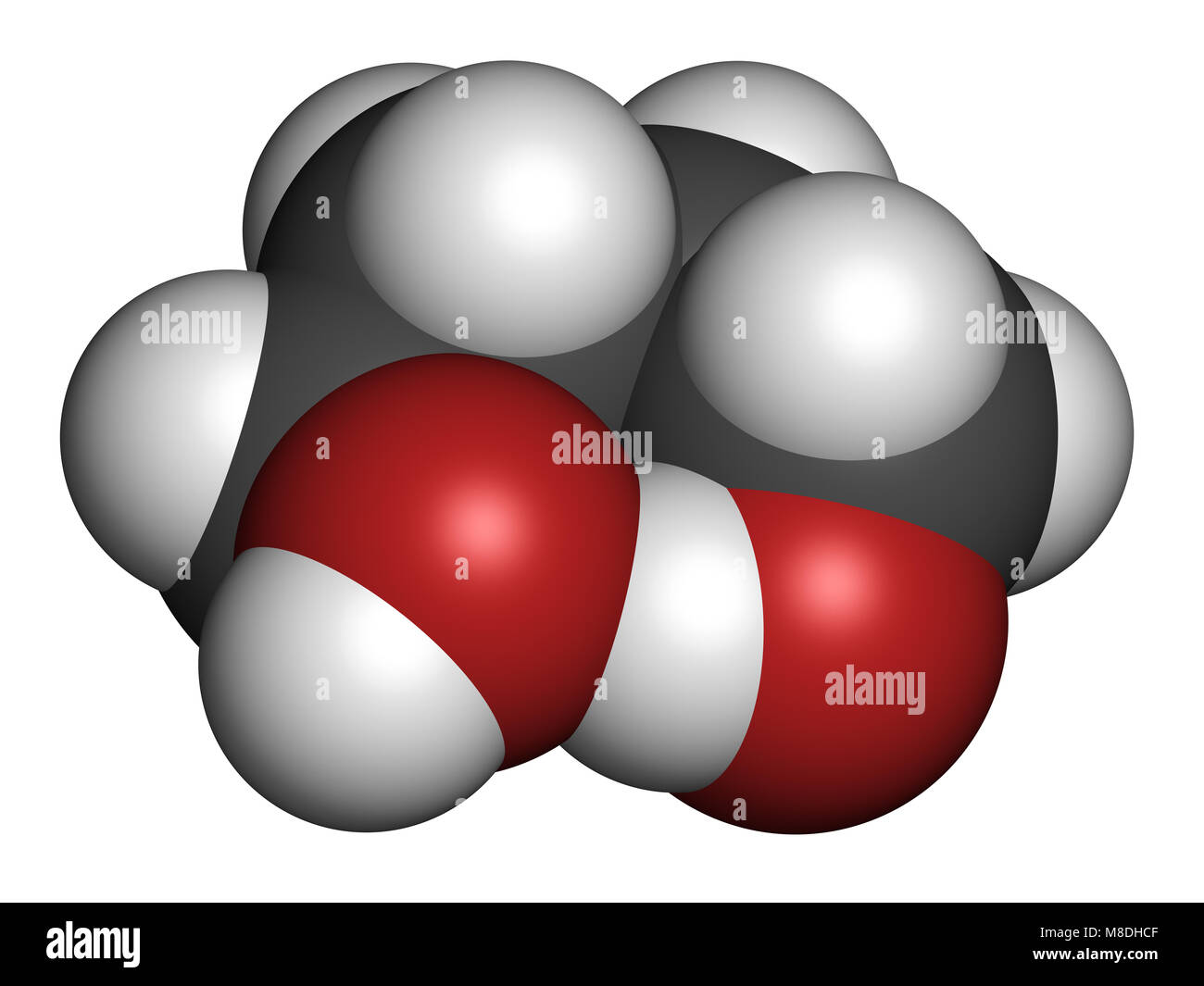 1,4-Butanediol solvent and recreational drug molecule. 3D rendering ...