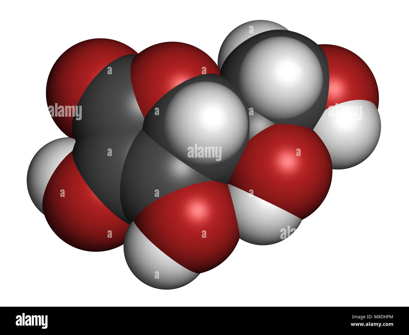 Erythorbic acid food preservative molecule (antioxidant). 3D rendering ...