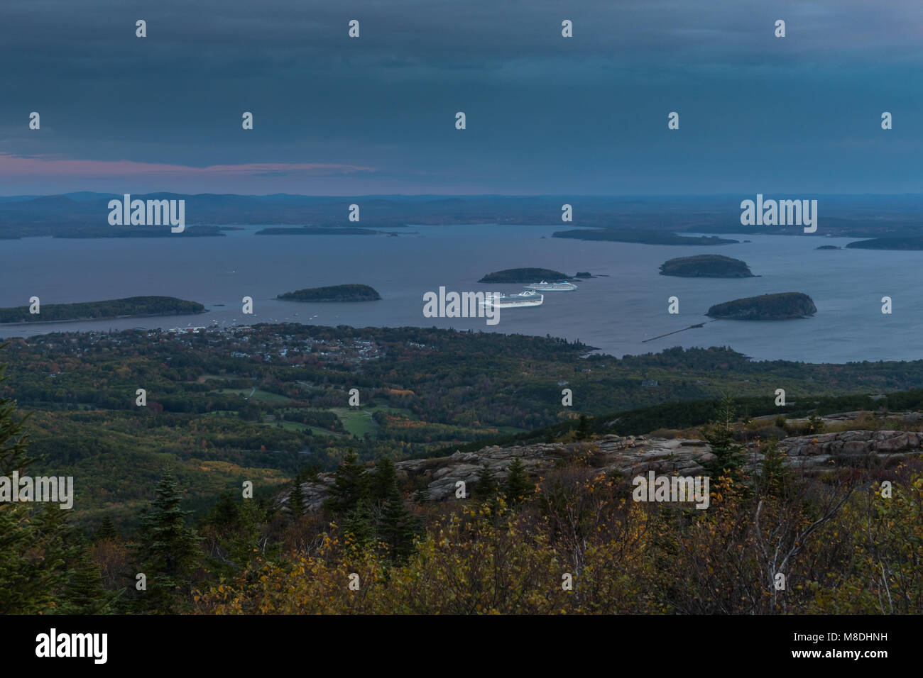 Cruise Ships Dock in Bar Harbor in autumn Stock Photo - Alamy