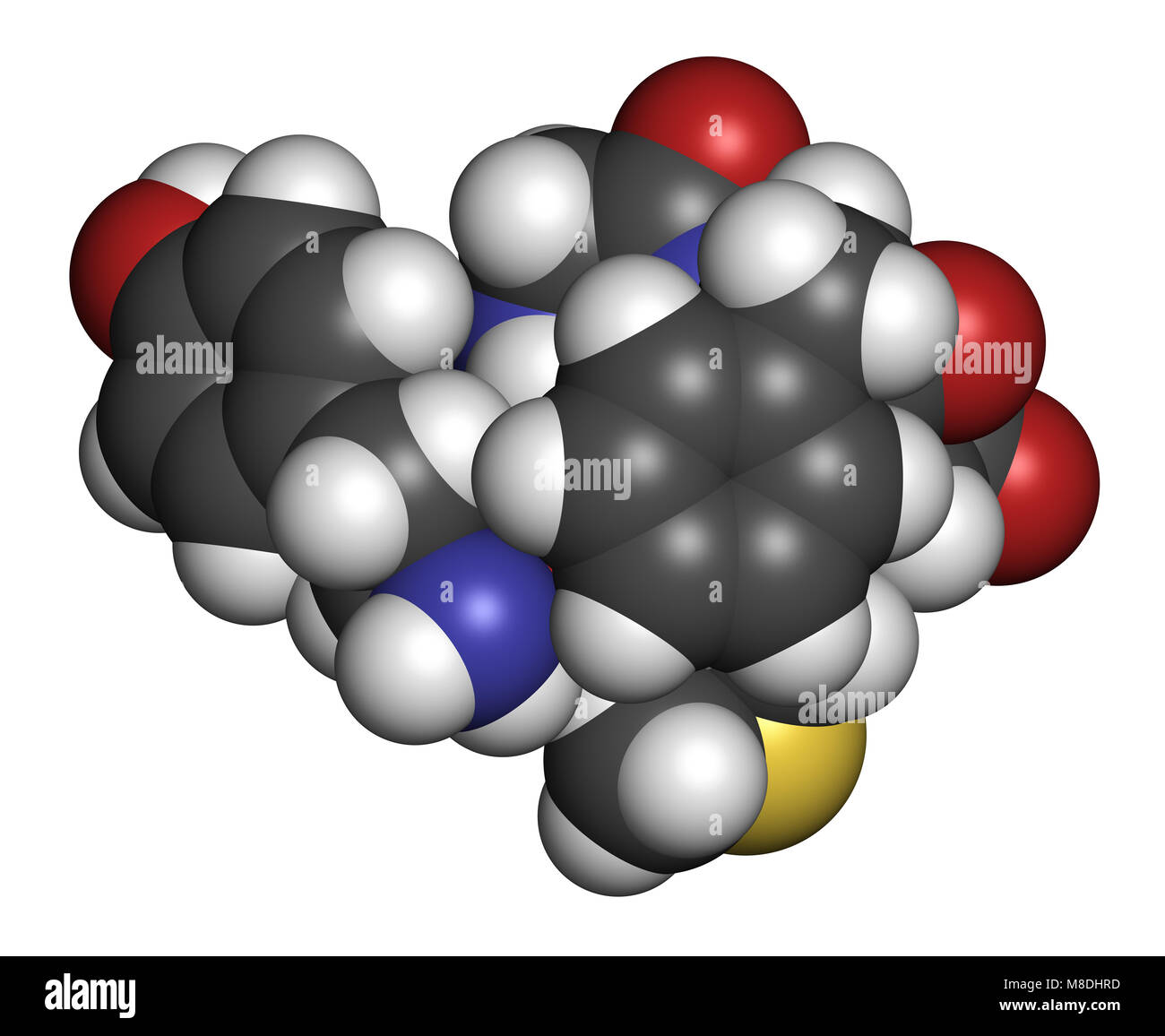 Met-enkephalin endogenous opioid peptide molecule. 3D rendering. Atoms ...