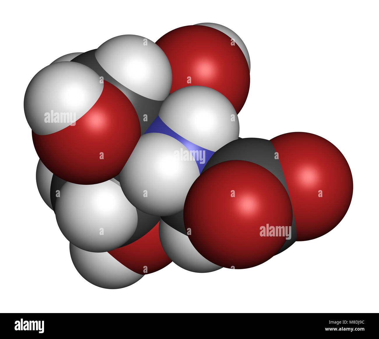 Tricine buffering agent molecule. 3D rendering. Atoms are represented ...