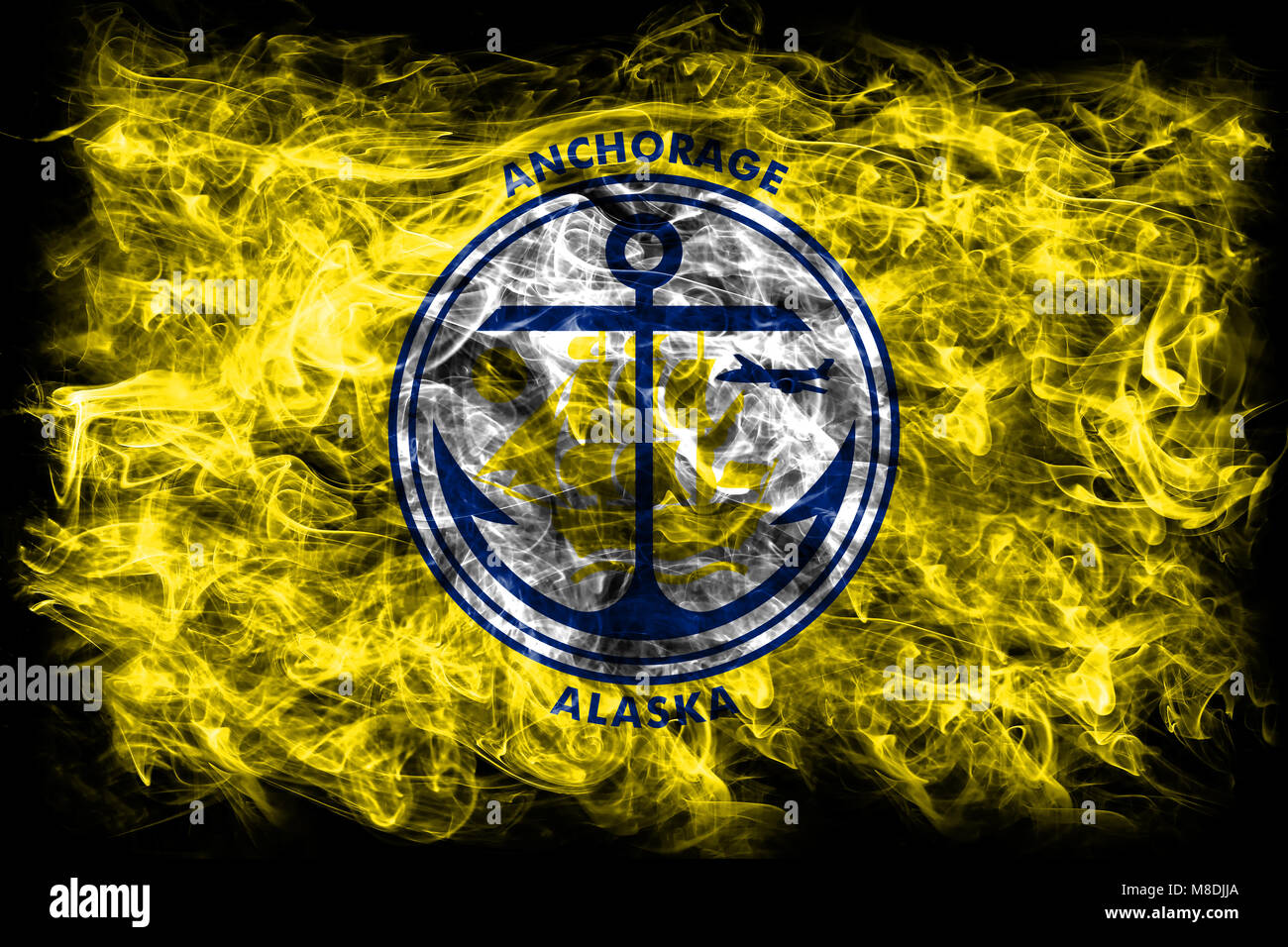 Anchorage city smoke flag, Alaska State, United States Of America Stock ...