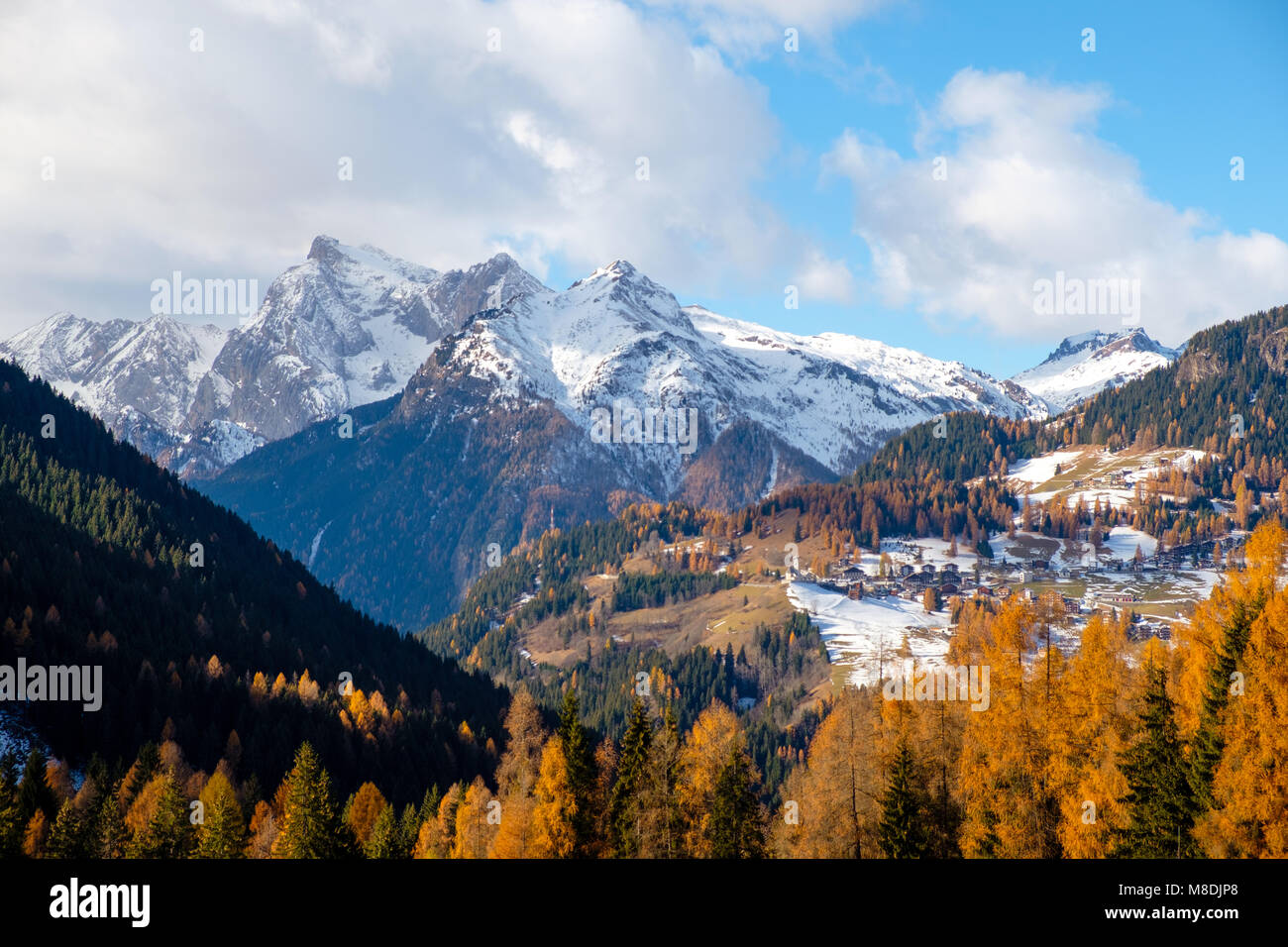 Mountainous landscape with villages of Colle Santa Lucia at the ...