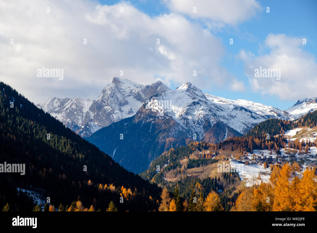 Mountainous landscape with villages of Colle Santa Lucia at the ...