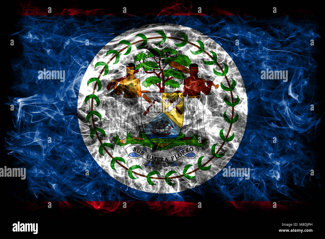 Belize smoke flag Stock Photo - Alamy