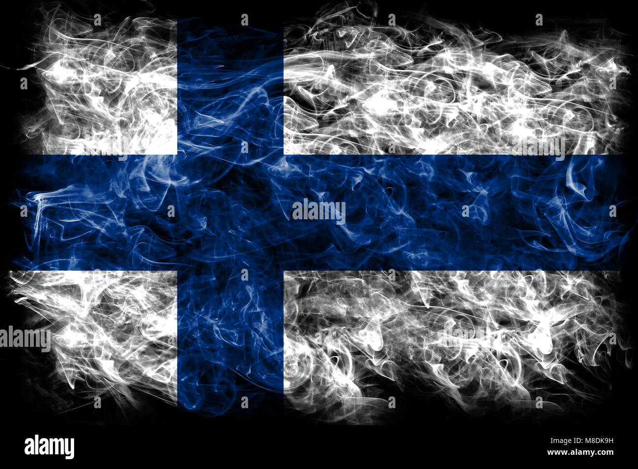 Finland smoke flag Stock Photo - Alamy