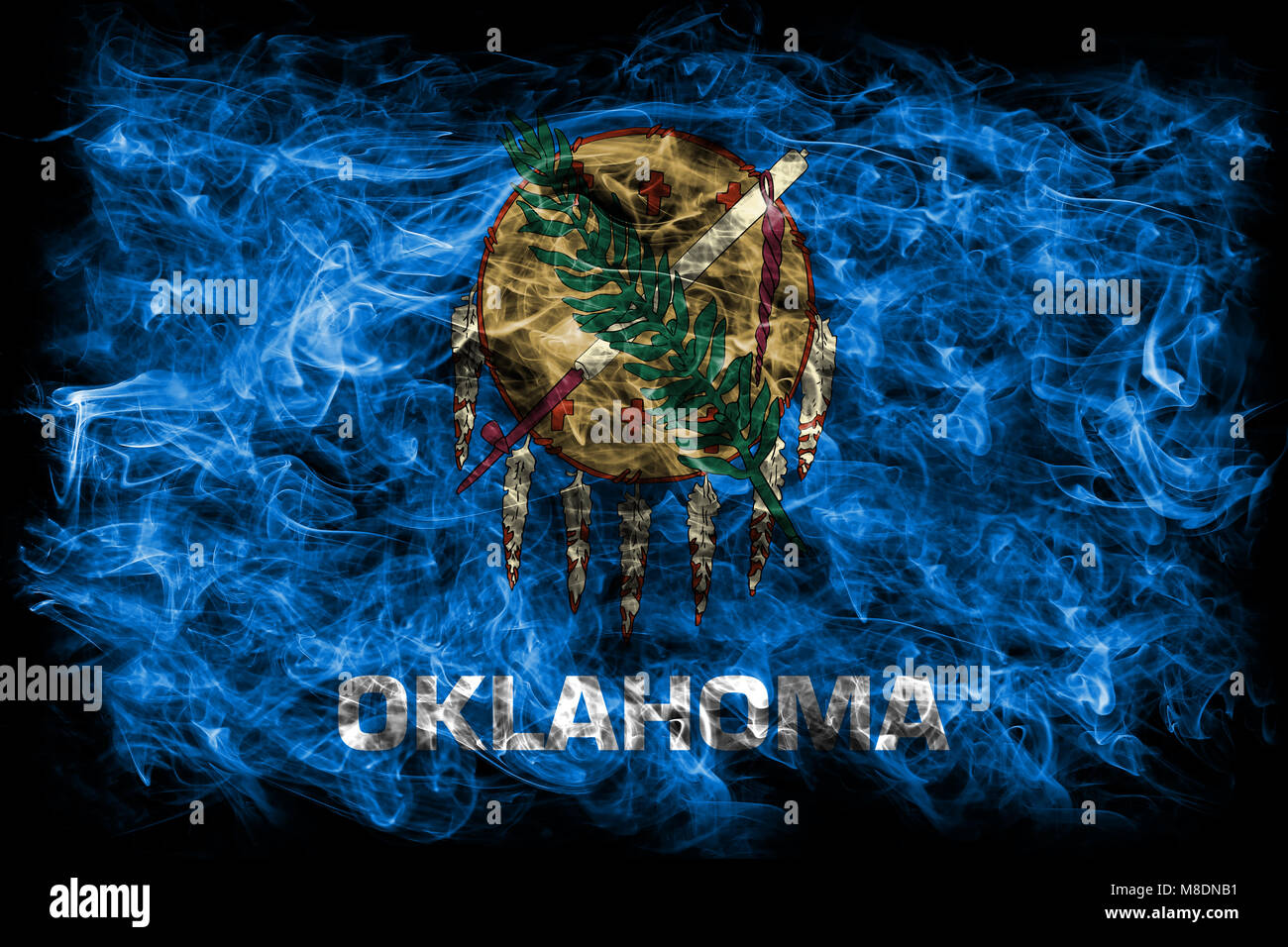 Oklahoma state smoke flag, United States Of America Stock Photo - Alamy