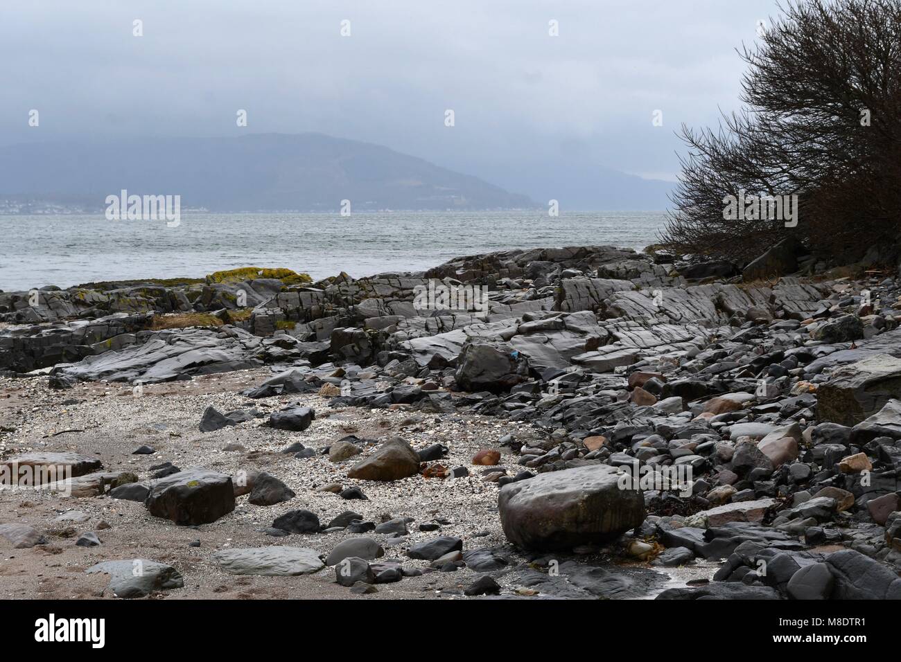 View from Inverkip beach across the Clyde towards Dunoon Stock Photo ...