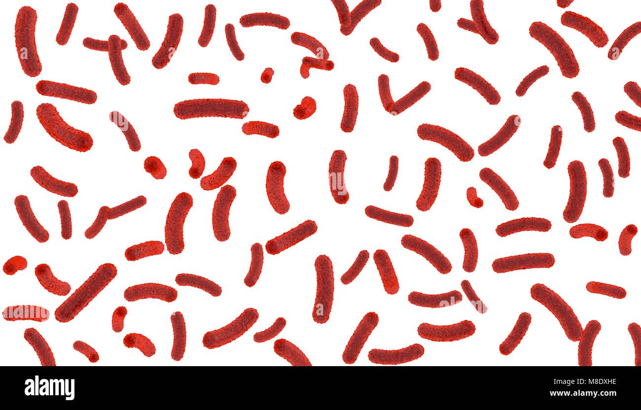 Red bacteria inside the body on a white isolated background. 3d ...