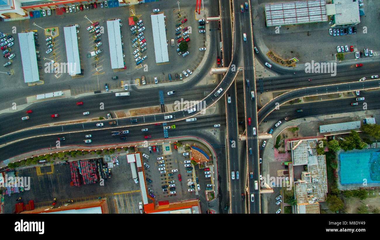 Aerial views of Luis Encinas street and boulevard or road distributor ...