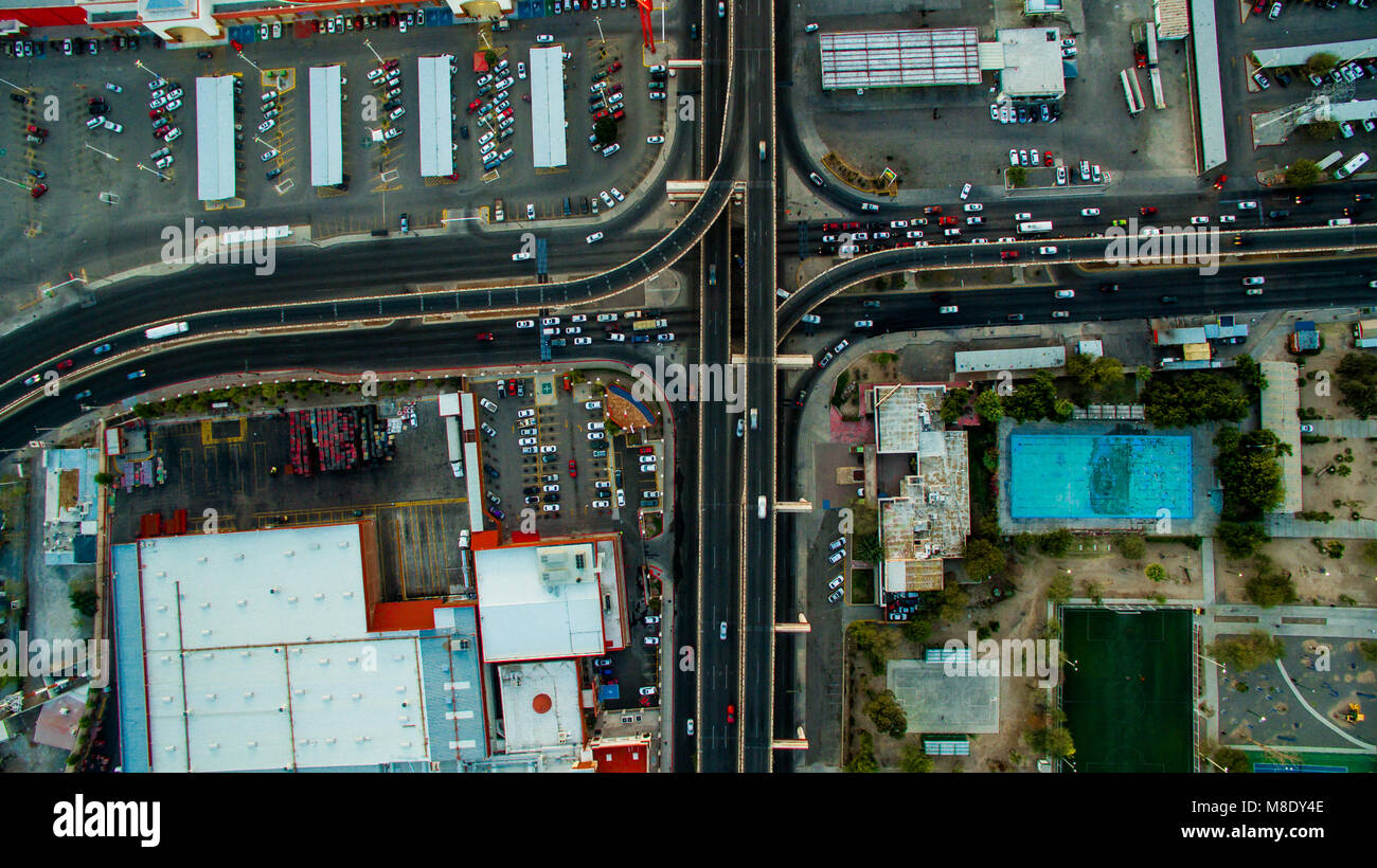 Aerial views of Luis Encinas street and boulevard or road distributor ...