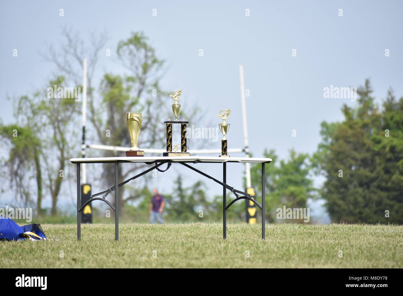 Trophies on the table Stock Photo - Alamy