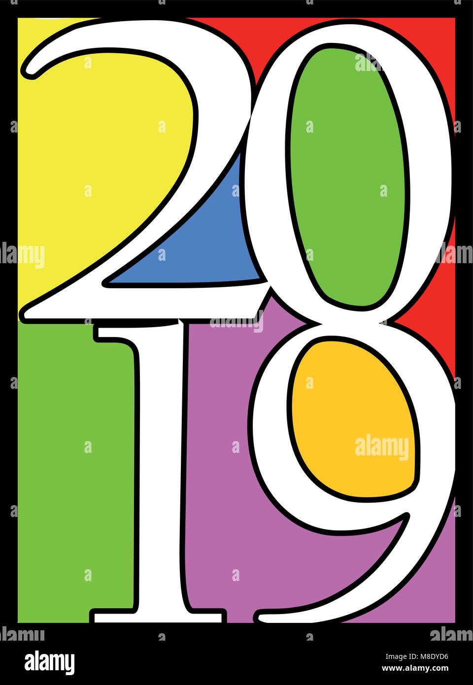 2019 in multicolor rectangle - vector Stock Vector Image & Art - Alamy