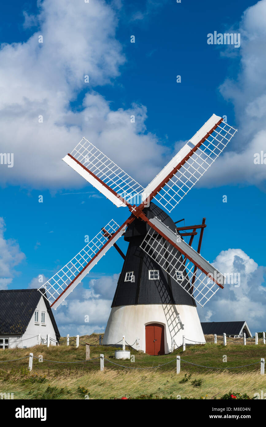 Historic and restored windmill on the North Sea island of Mandø, UNESCO ...