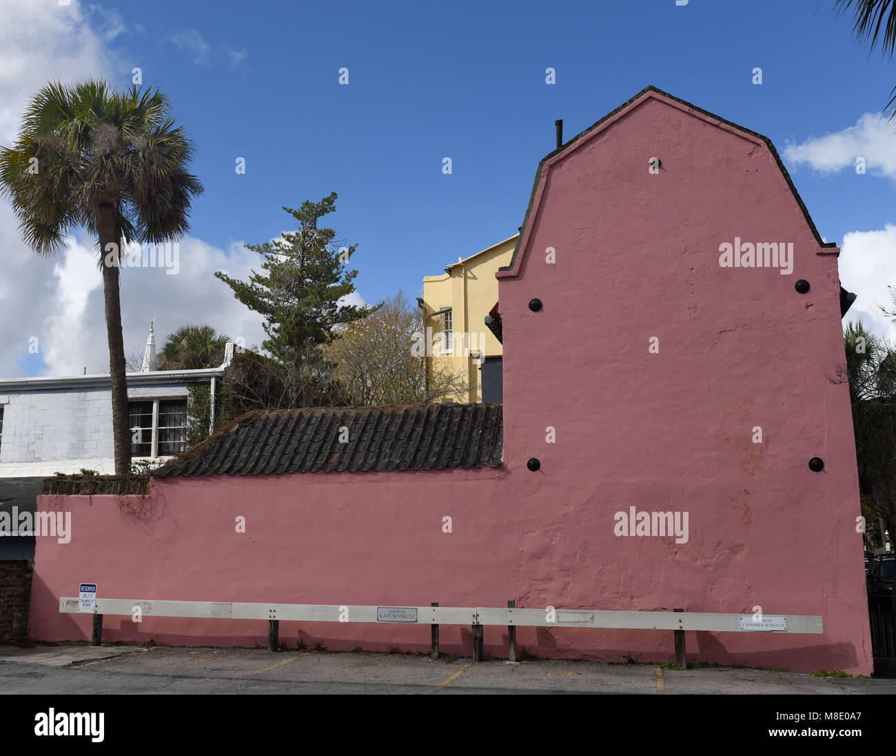 Face of Pink House without Windows Stock Photo - Alamy