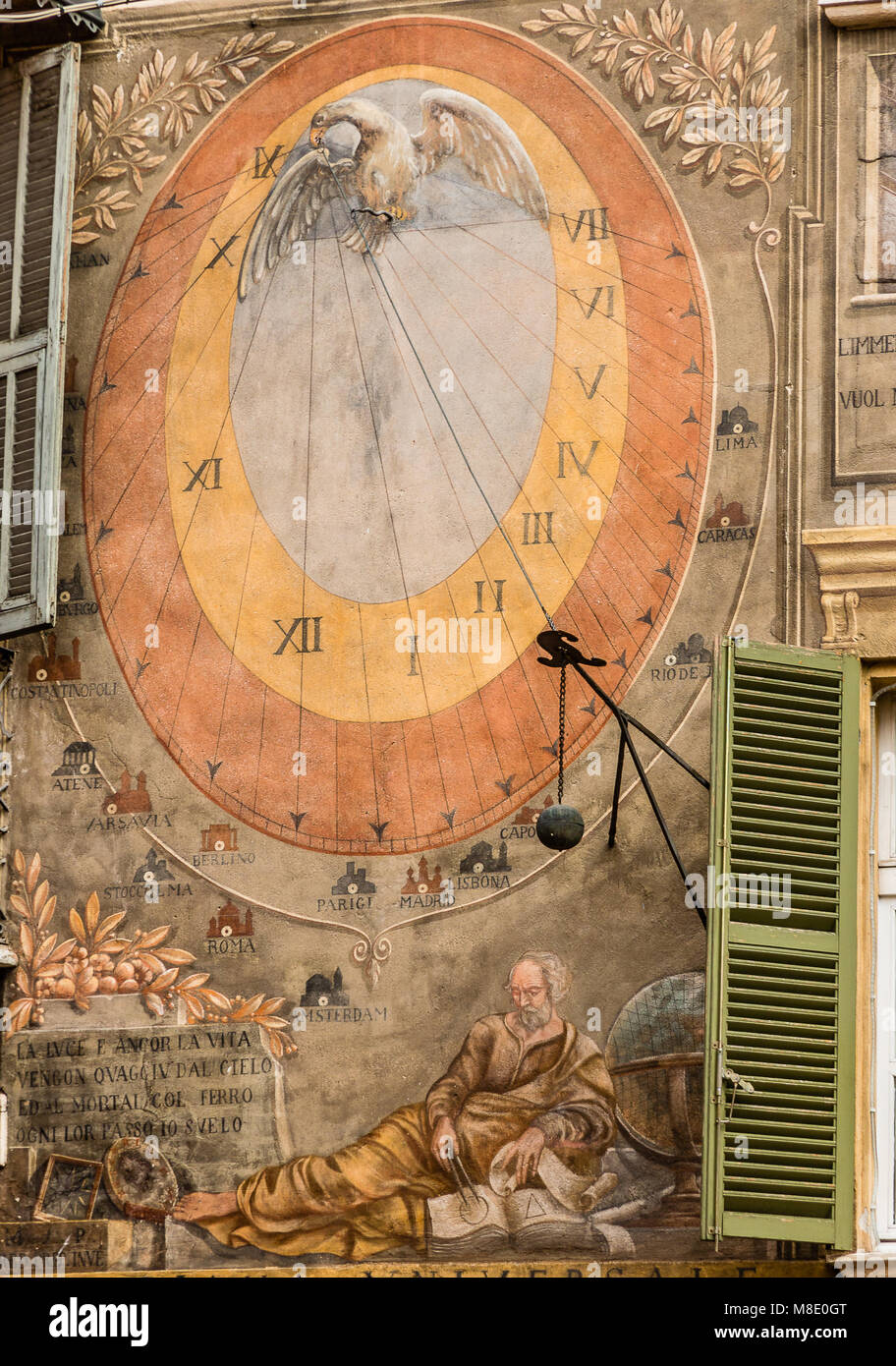 Noon mark painting in Mondovi, Italy Stock Photo - Alamy