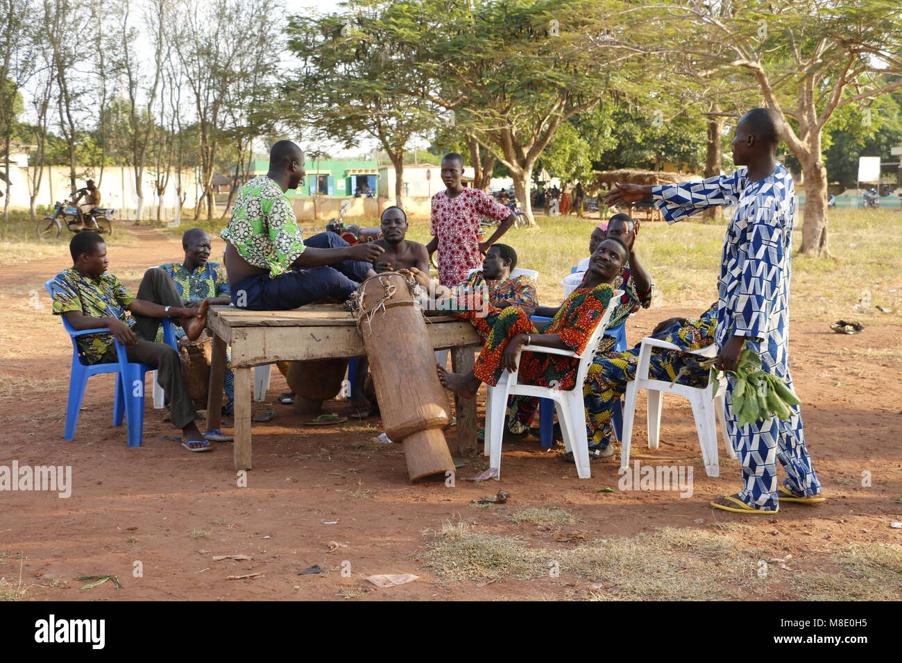 Gelede festival in Ketou Benin, Masked people have a competition with ...