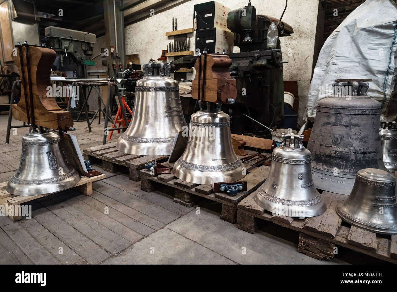 Bell manufacturing little factory indoor view, metal manufacturing ...