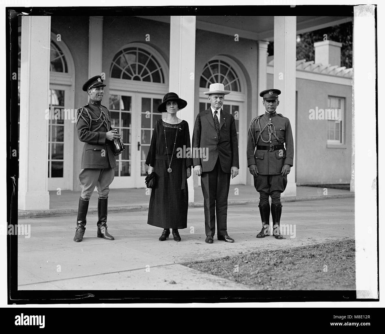 Major Solbert, President Calvin Coolidge, and Mrs. Coolidge pose with ...