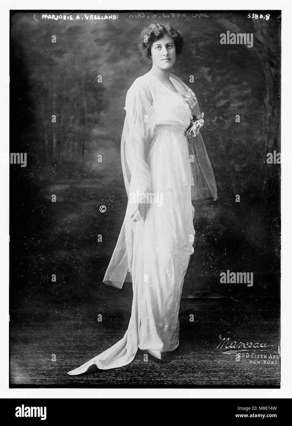 A formal portrait of Marjorie A. Vreeland, known as Mrs. G.E. Von Gal ...