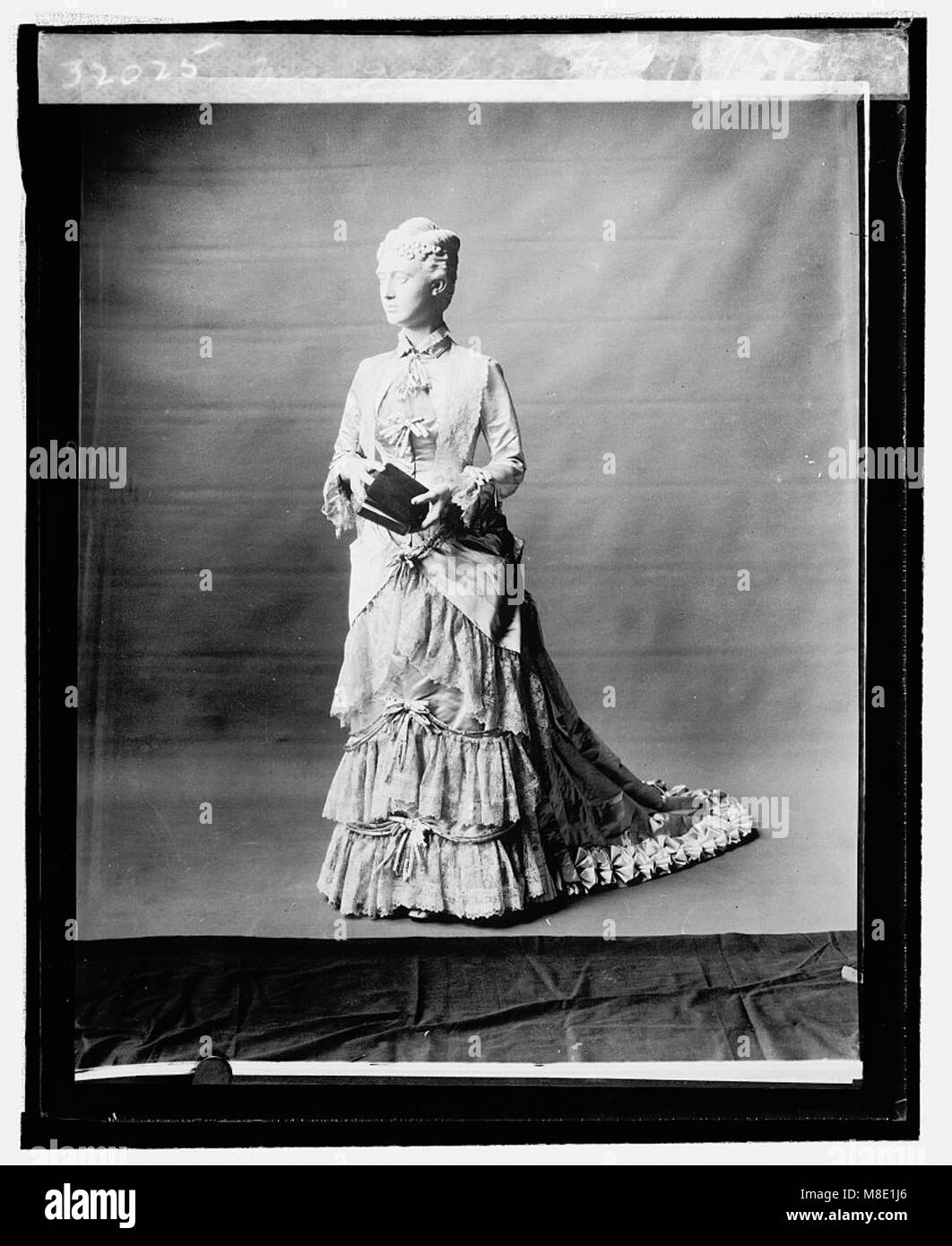 A photograph of Mrs. Garfield in her inaugural dress from the First ...