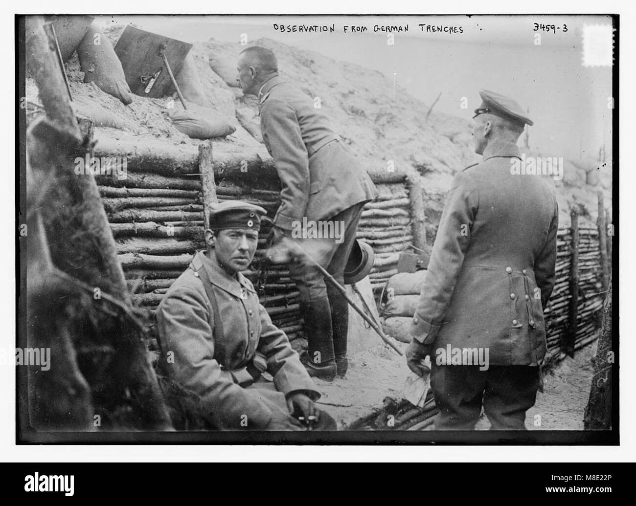 A photograph from the German trenches during World War I, offering a ...