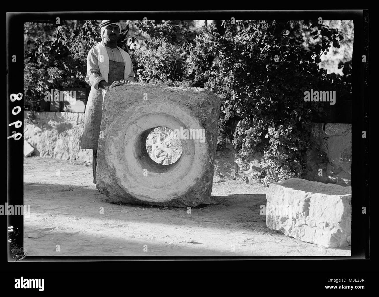 This image captures a single stone from a Roman aqueduct, showcasing ...