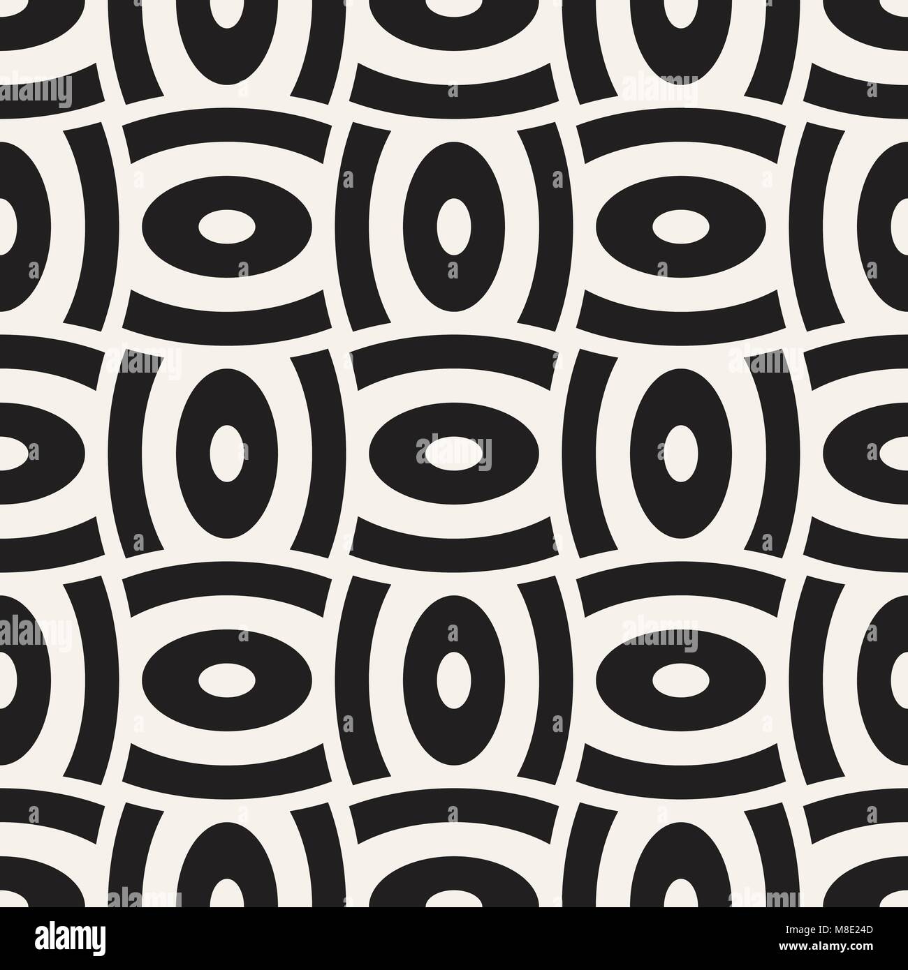 Vector geometric seamless pattern with curved shapes grid. Abstract ...