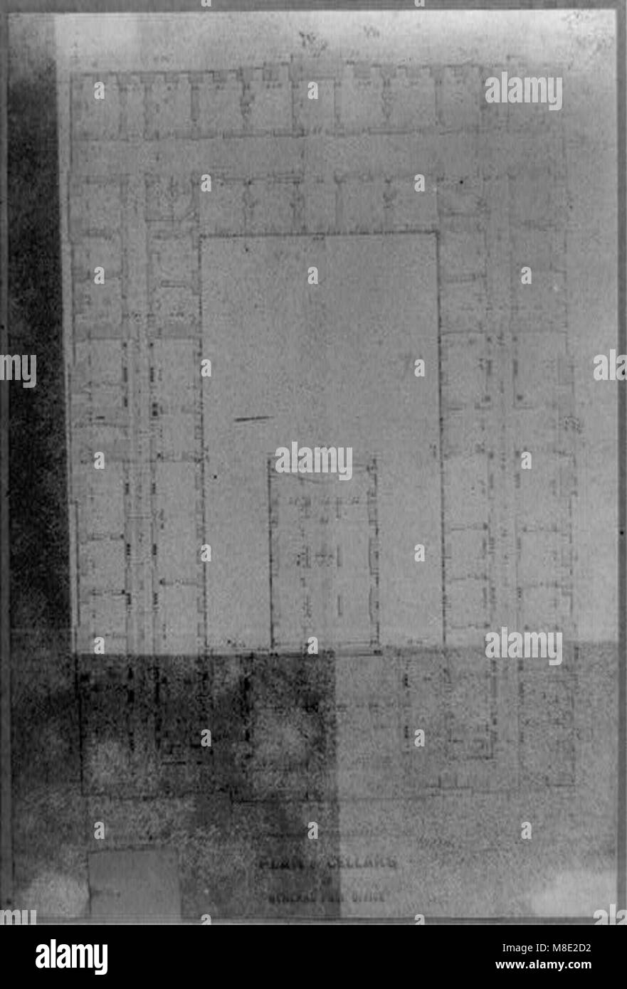 This architectural drawing presents the detailed plan of cellars ...
