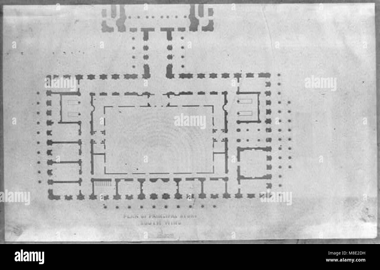 A detailed architectural plan of the principal story of a building ...